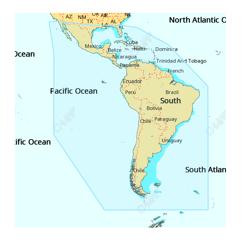 Carta C-MAP 4D - América del Sur y el Caribe continental M-SA-D038-MS ...